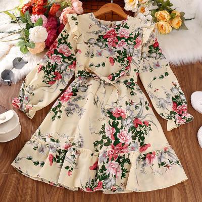 中国 ばねの子供の衣類の女の子の長い袖の服型の花柄の服 販売のため