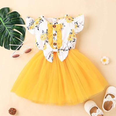 Cina La neonata dell'abbigliamento dei bambini dell'estate ha stampato il vestito volante dolce e sveglio dalla manica in vendita