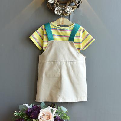 Cina l'abbigliamento 43 dei bambini di estate del cotone delle ragazze di 110cm in maglietta a strisce maniche corte in vendita
