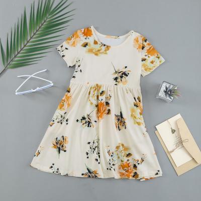 Cina Vestito casuale dalle ragazze della breve manica stampato cotone di colore solido dell'abbigliamento dei bambini di estate in vendita