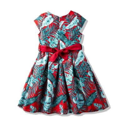 Cina Vestiti dalle ragazze di principessa Children Bow Belt dell'abbigliamento del collo della stampa dei bambini rotondi di estate in vendita