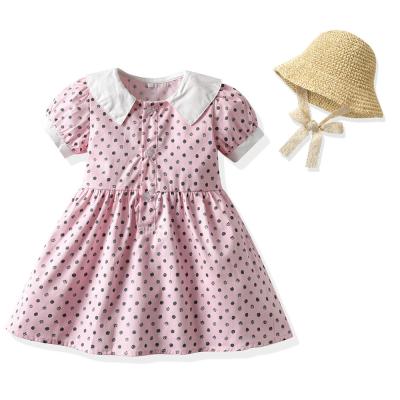 Cina La Polka Dot Puff Sleeves Baby Girl dell'abbigliamento dei bambini dell'estate si veste con il cappello della visiera in vendita