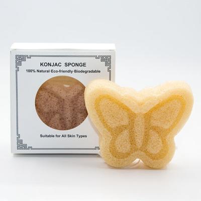 Cina Various Colors Butterfly Bath Sponge Face Body Konjac Sponge Biodegradable in vendita