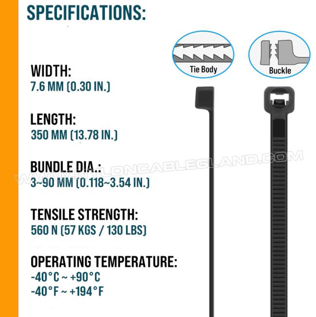 Specifications of Nylon 612 (PA 612, Polyamide 612) Solar Cable Ties