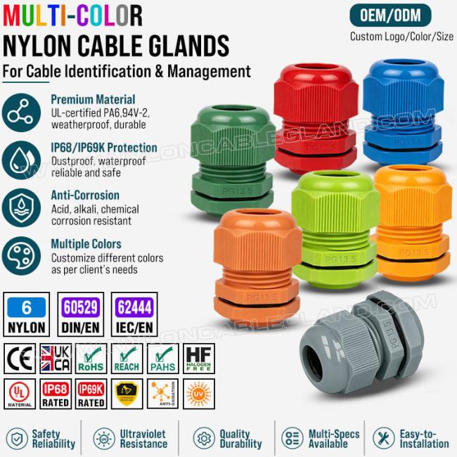 Manufacturer of colored cable glands & provider of OEM cable management solution in China