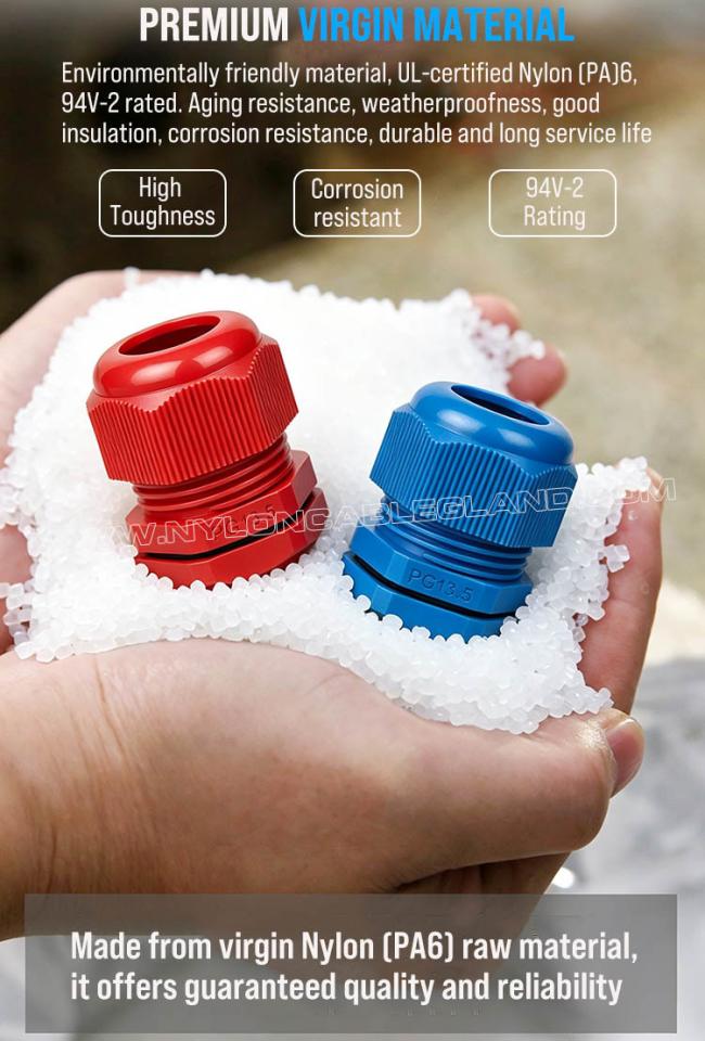 Premium material of colored plastic nylon polyamide cable glands & cable joints