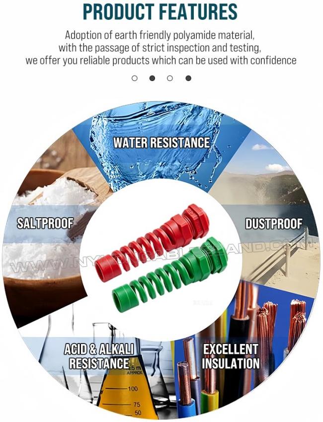 Product features of colored spiral nylon cable glands cable joints