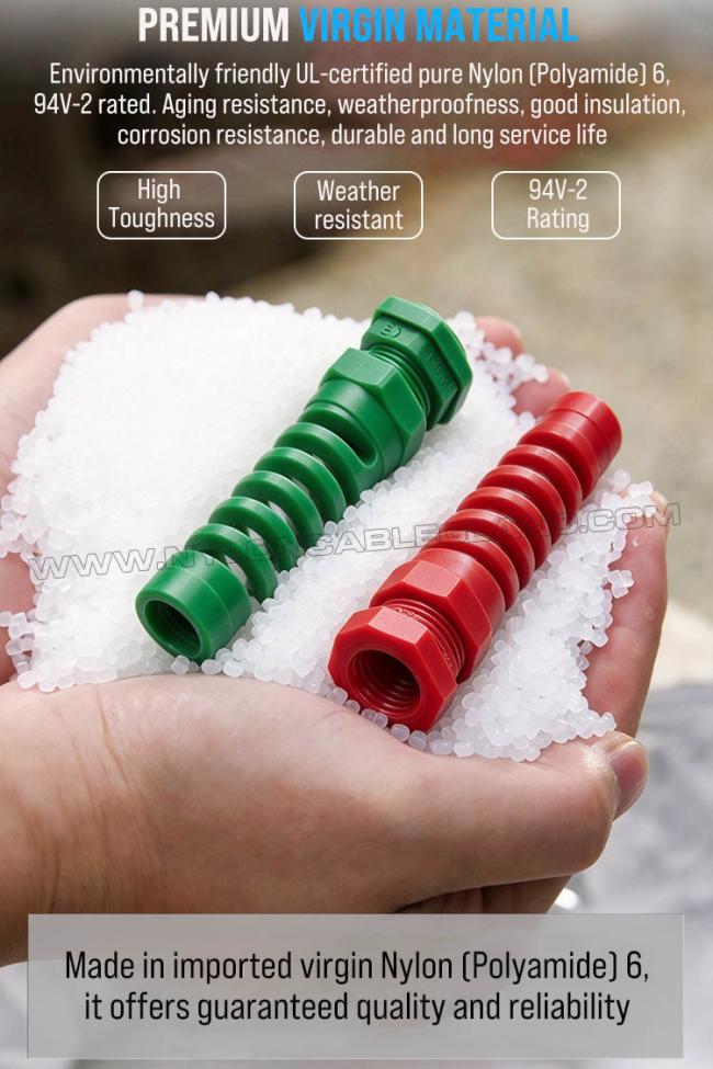 Raw material of colored helical nylon cable gland connectors