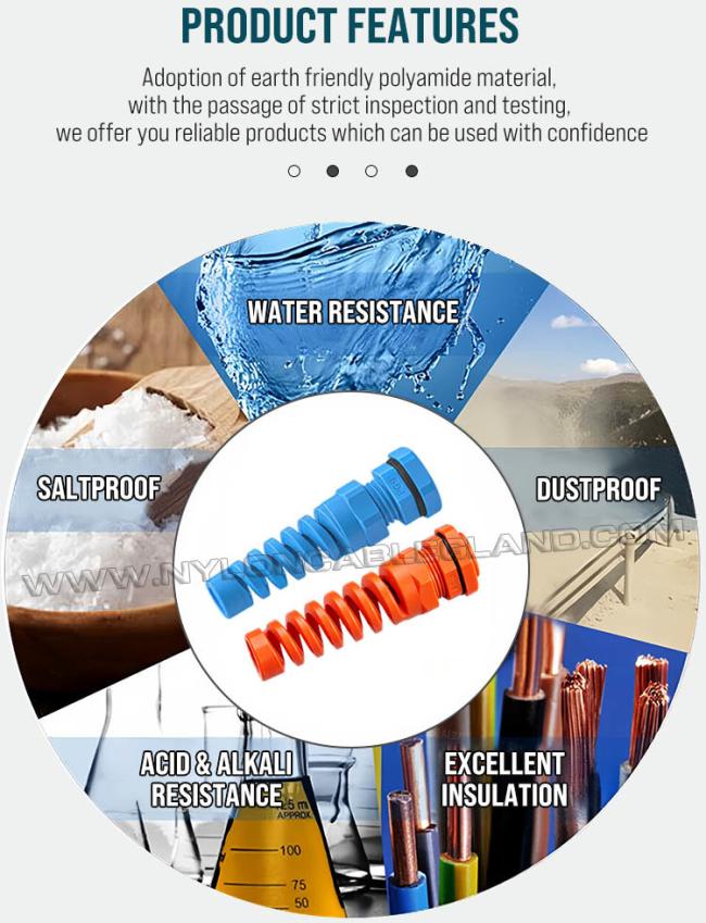 Key features of colored flexible cable glands cable joints with strain relief