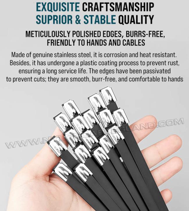 Outer appearance of epoxy-coated stainless steel cable ties
