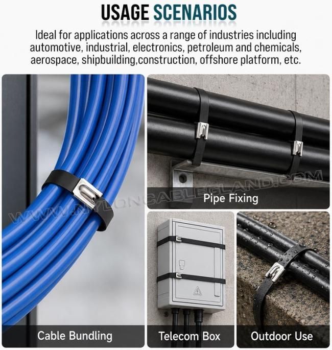 Applications of epoxy-coated stainless steel cable ties