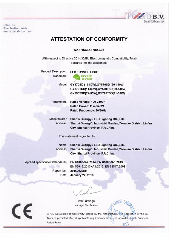 ATTESTATION OF CONFORMITY - Shanxi Guangyu Led Lighting Co.,Ltd.