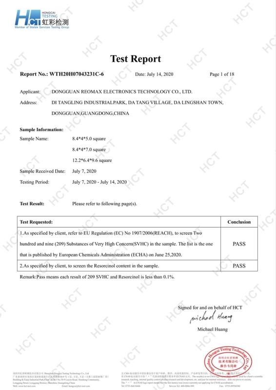 REACH 210 - Dongguan Ampfort Electronics Co., Ltd.