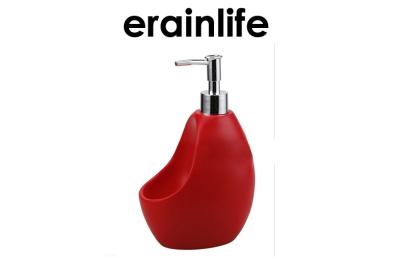 Cina Rifinitura rossa di lucentezza dell'erogatore del sapone della mano della decorazione domestica con la spugna ERRN-0351 in vendita