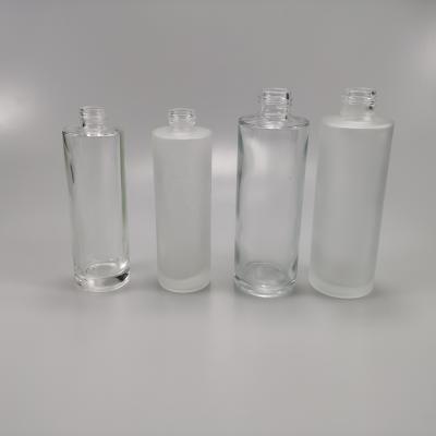 Cina Collare di vetro 100ml 150ml bottiglia toner a cilindro ghiacciato con tappo in vendita