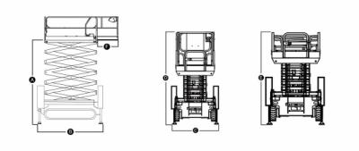중국 4*2 드라이브 모드 크롤러 시저 타입 3500kg 용량 공중 작업 플랫폼 건설 기계 판매용