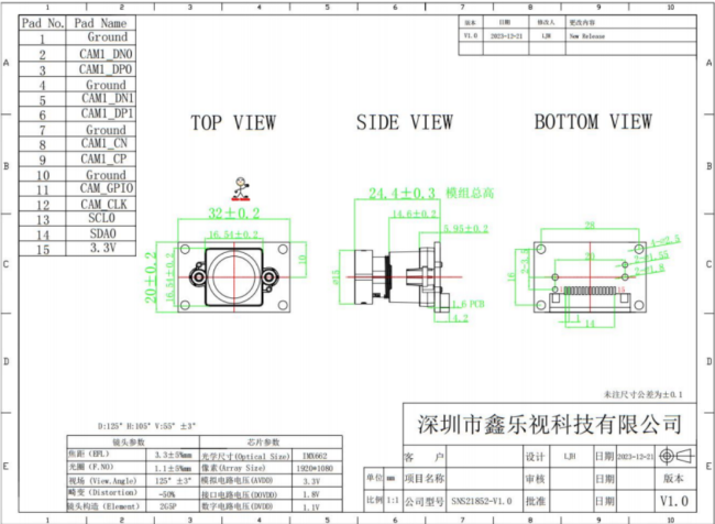 Raspberry Pi Camera Module with IMX662-AAQR-C sensor