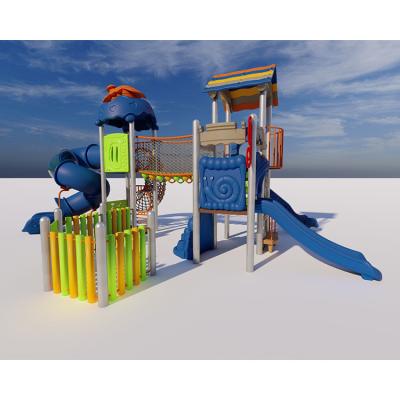 Chine Glissière en plastique de terrain de jeu d'enfants de jouets de jardin avec le courrier galvanisé à vendre