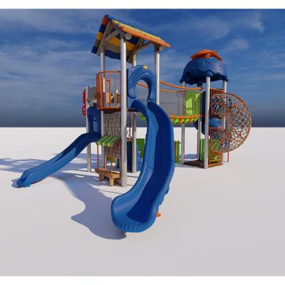 Chine Glissière en plastique de terrain de jeu d'enfants de jouets de jardin avec le courrier galvanisé à vendre