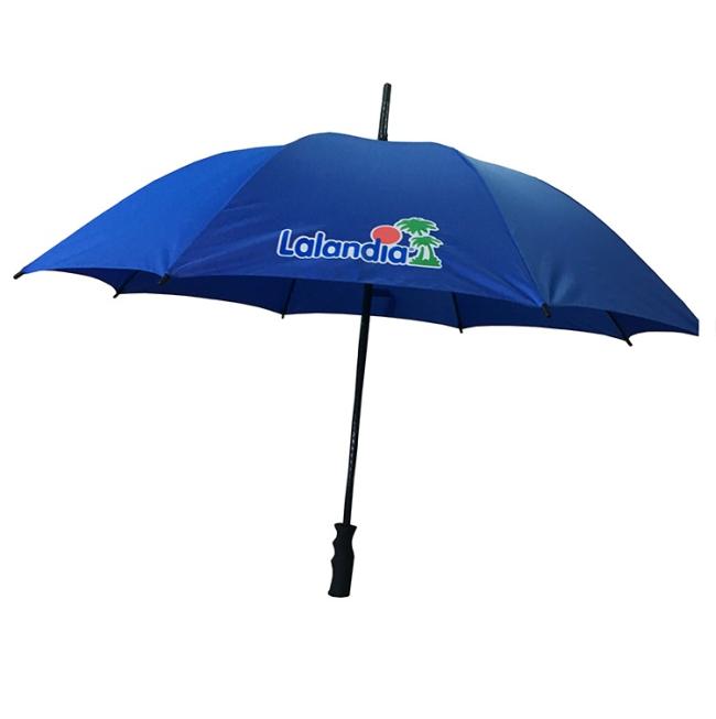 Blue manual open fiberglass umbrella with custom logo