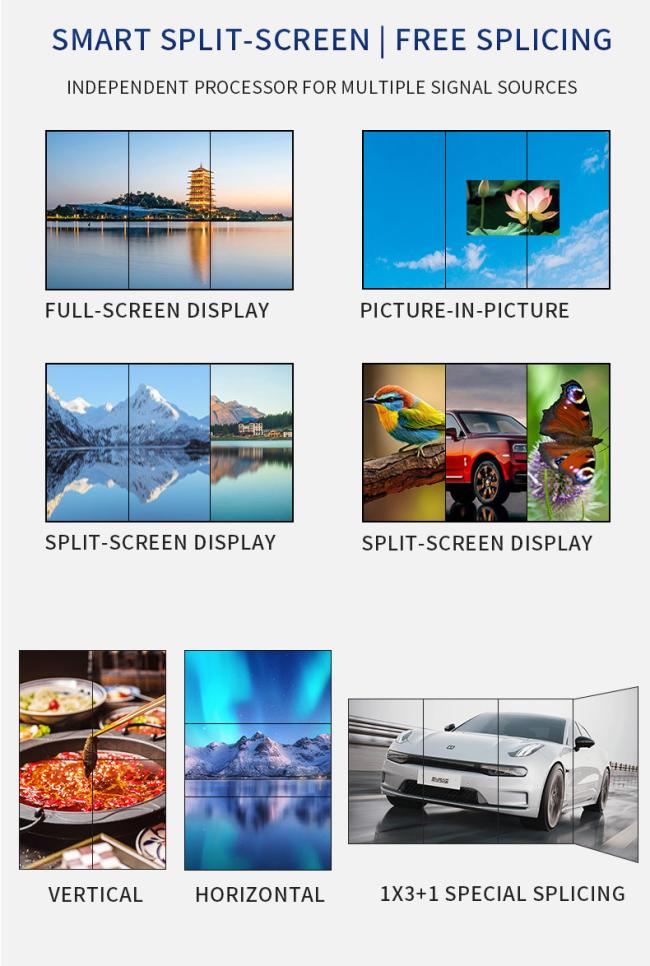 Commercial Events Free Standing Display Narrow Bezel Splicing Screens Video Wall Signage Board Control LCD Video Wall Display