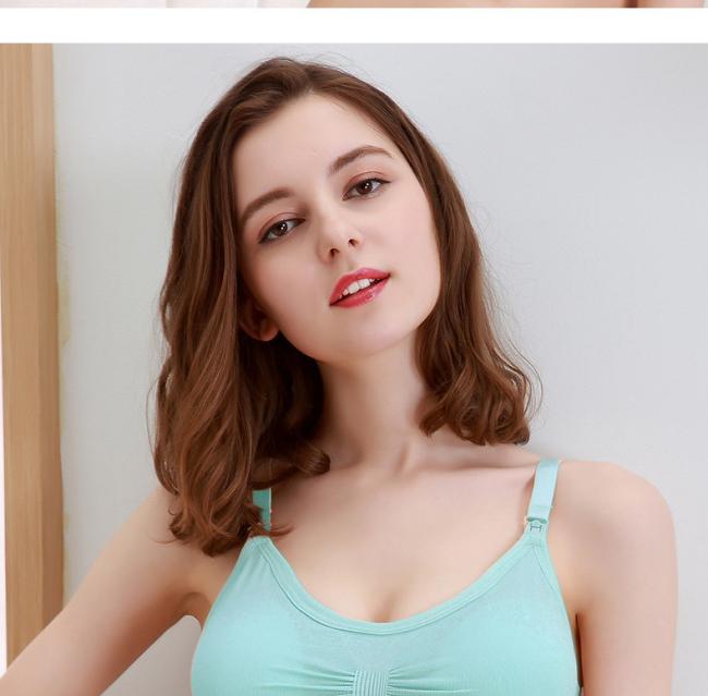 Close-up of nursing bra fabric and stitching