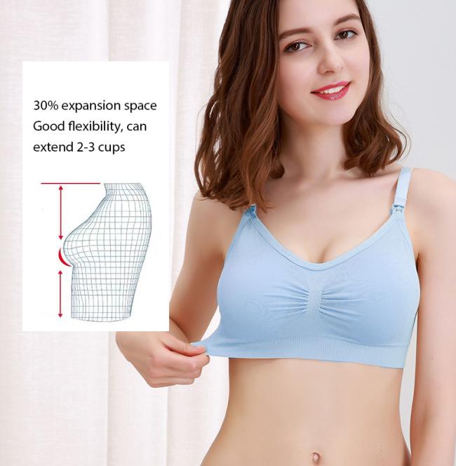 Nursing bra side view showing adjustable straps