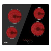 Quality 60cm Electric Ceramic Cooktop Burner Built In Black Glass Cooker With 4 Cooking Zones for sale