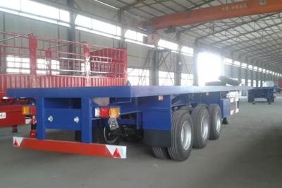 Cina 3 Axle Carbon Steel Flatbed Container Trailer with 12 pics Container Lock in vendita