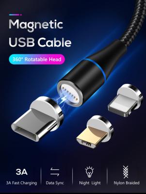 Cina LED 3 in 1 cavo di carico del fulmine magnetico di 5V 3A 9V in vendita