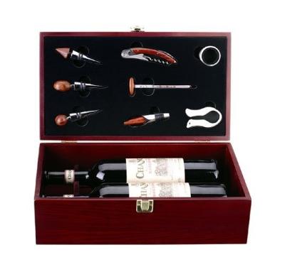 China Cajas de almacenamiento de madera retras rojas personalizadas para el empaquetado de la botella de vino en venta