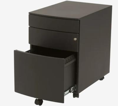 China Modern 3-Drawer Metal File Cabinet Black Versatile Home Office Bedroom School Warehouse Gym Workshop Hotel Hospital Use for sale