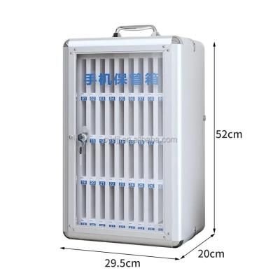 China Commercial Furniture Aluminum Alloy Wall Mounted Clear Acrylic Lockable Mobile Phone Storage Cabinet 36 Cells Slots Student for sale