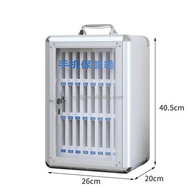 China Aluminum Alloy Phone Locker Wall Mounted Cell Phone Storage Cabinet 24cells Portable Student Employee Gym School for sale