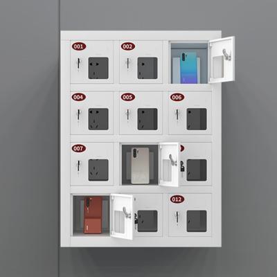 China Modern 12-Door Metal Steel Storage Cabinet Cell Phone Charging Locker for Office School Gym Supermarket Hospital Use for sale