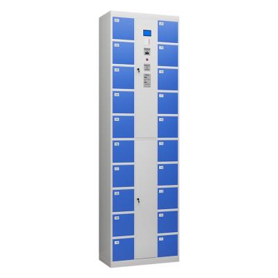 China Modern Design Metal Intelligent Swipe Card & Barcode Access Phone Storage Cabinet 20-Door Supermarket & Gym Use Phone Locker for sale
