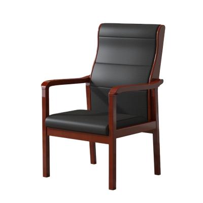 China Basics Executive Wooden Office Computer Task Desk Chair with Black Faux Leather Padded High-Back Training Chair for Office for sale