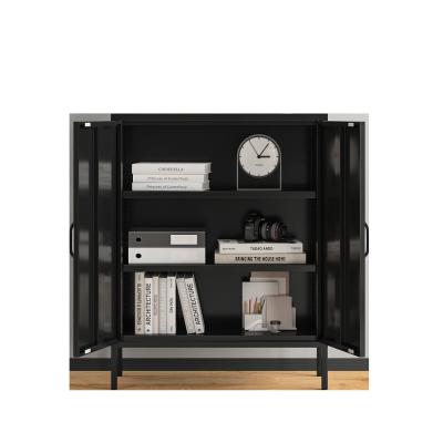 China Modern Black Mesh Door Metal Sideboard Cabinet Moisture-Proof Dining Room Side Table Storage Kitchen Living Room Home Furniture for sale