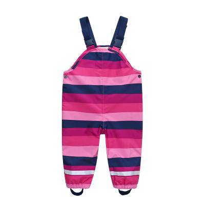 China Outdoor kids rain trouser colorful striped bib pants waterproof raincoat pants for sale