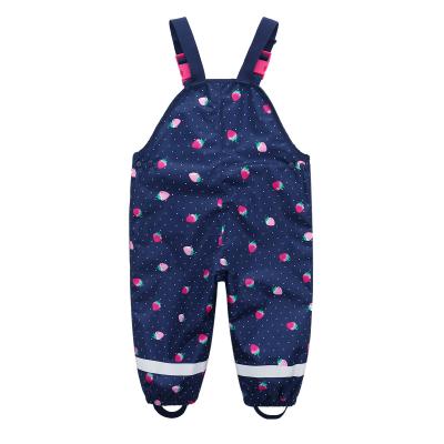 China high quality baby Kids functional pants PU rain suspender pants waterproof outdoor kids wear strawberry printing cute pants for sale
