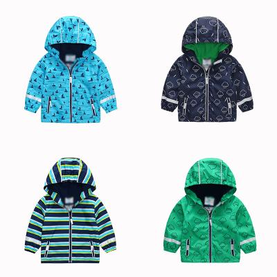 China Boy's Jacket Children Spring&Autumn Outerwear Toddler Outfits Kids Stripe Hooded Waterproof Jacket Coats Kids Clothes for sale