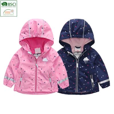 China kids Rain Jacket Boys and Girls Waterproof Jacket Spring Hooded Warm Fleece Jacket for Kids Reflective Outdoor kids rainwear for sale