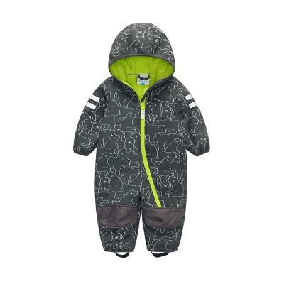 China OEM custom kids baby clothes boys dress jumpsuits waterproof hooded rompers softshell rain overalls pants for sale
