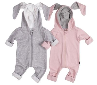 Cina Tuta solida del coniglio del breathable&cute del pagliaccetto di maglia con cappuccio dell'abbigliamento del bambino della primavera di modo della manica lunga adorabile di progettazione per il bambino in vendita