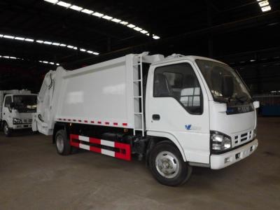 중국 120hp는 장전기 쓰레기 수거차, 5m3 Isuzu 600P 5cbm 패물 쓰레기 압축 분쇄기 낭비 트럭을 역행시킵니다 판매용