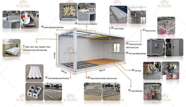 20Ftの一時的な建築現場の労働者の調節