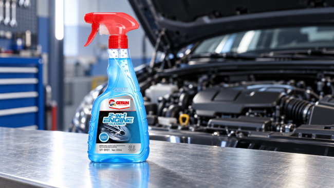 degreaser.jpg GETSUN GT-9101 500ml engine degreaser beside an open vehicle engine bay