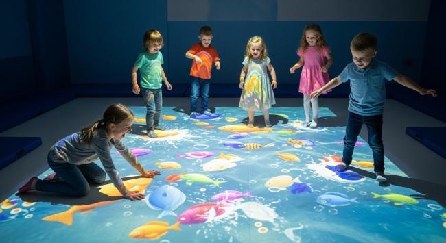 Floor Projection Game - Stepping on Fish