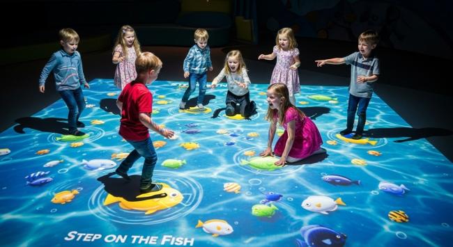 Interactive Floor Projection Games - Stepping on Fish