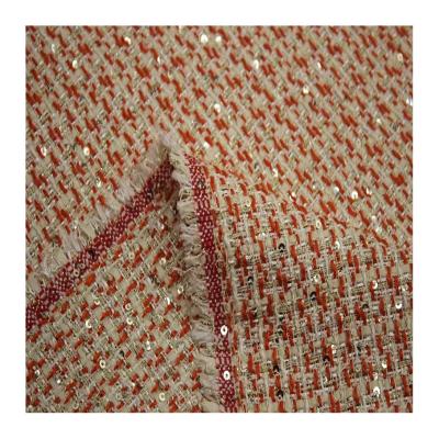 China Stock a Roll Wholesale Luxury New Design 100 Polyester Yarn Dyed Tweed Fabric for Autumn and Winter Women's Coat Clothing for sale